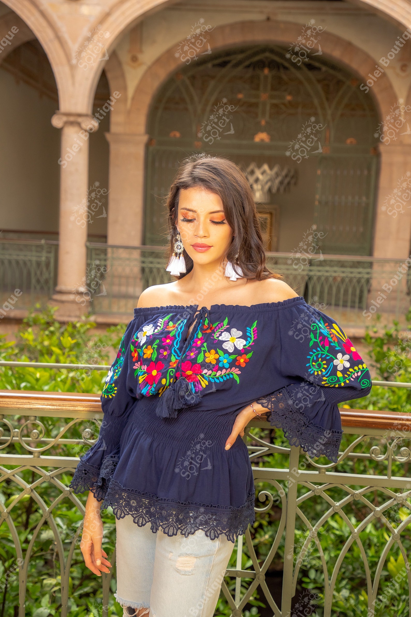 Floral Embroidered Mexican Blouse. Size S - 2X. Traditional Mexican Top ...