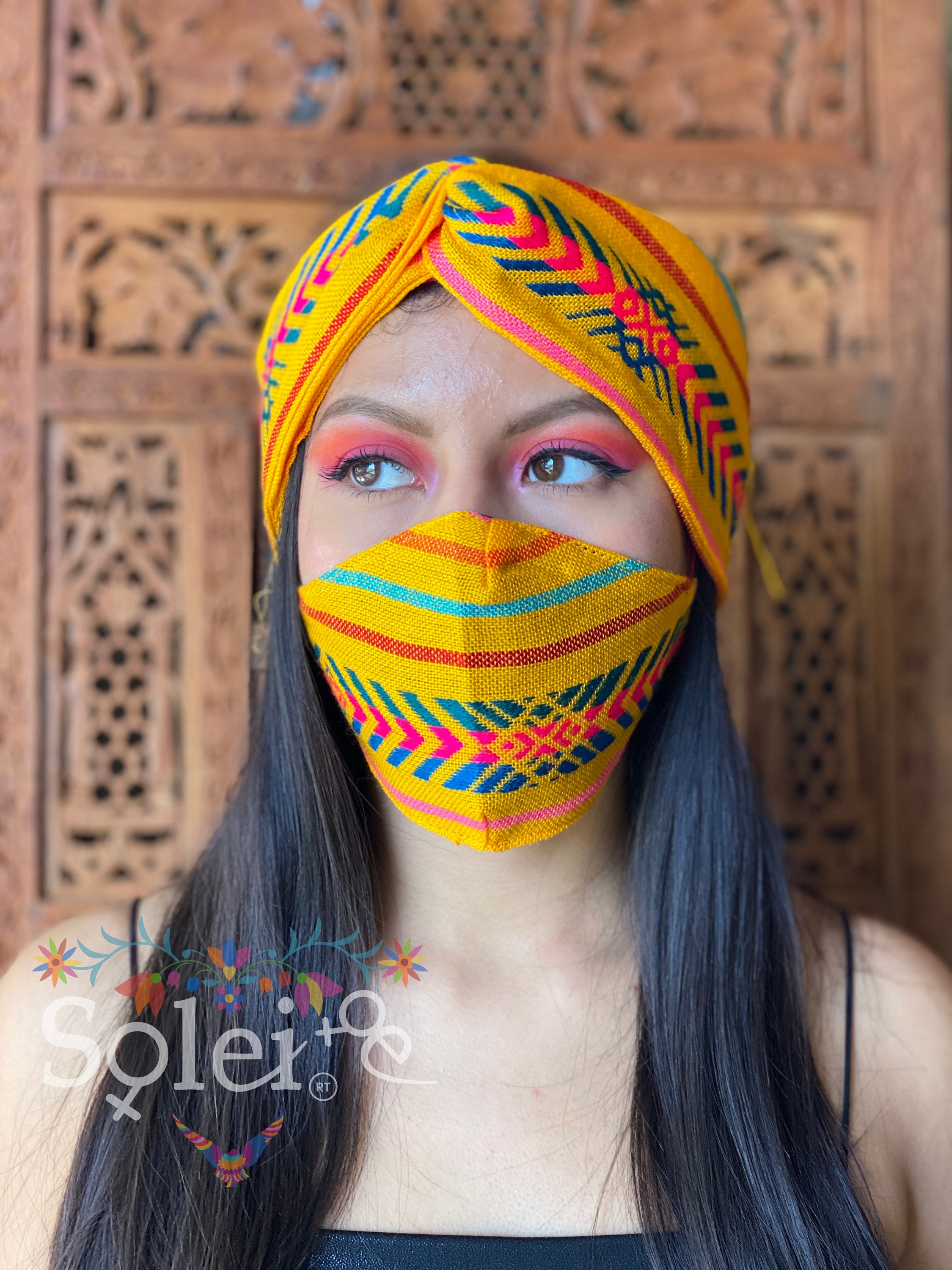 Handmade Embroidered Headband/turban and Face Mask Set. - Etsy