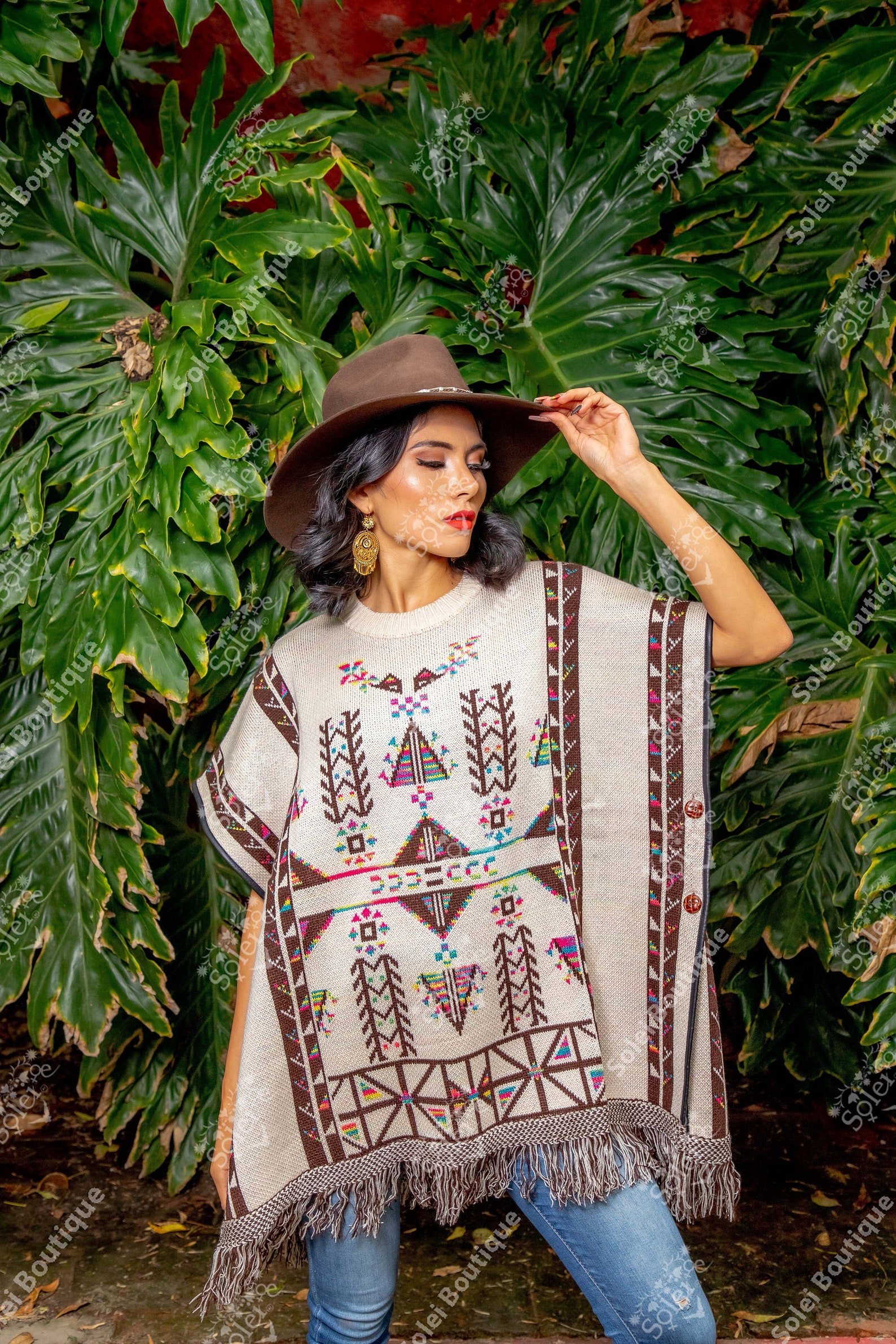Artisanal Mexican Poncho. Unisex Mexican Poncho. Multicolor Poncho With ...