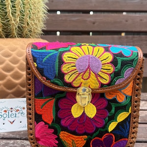 Artisanal Leather Crossbody Purse. Mexican Bag. Boho Chic Style. Ethnic ...