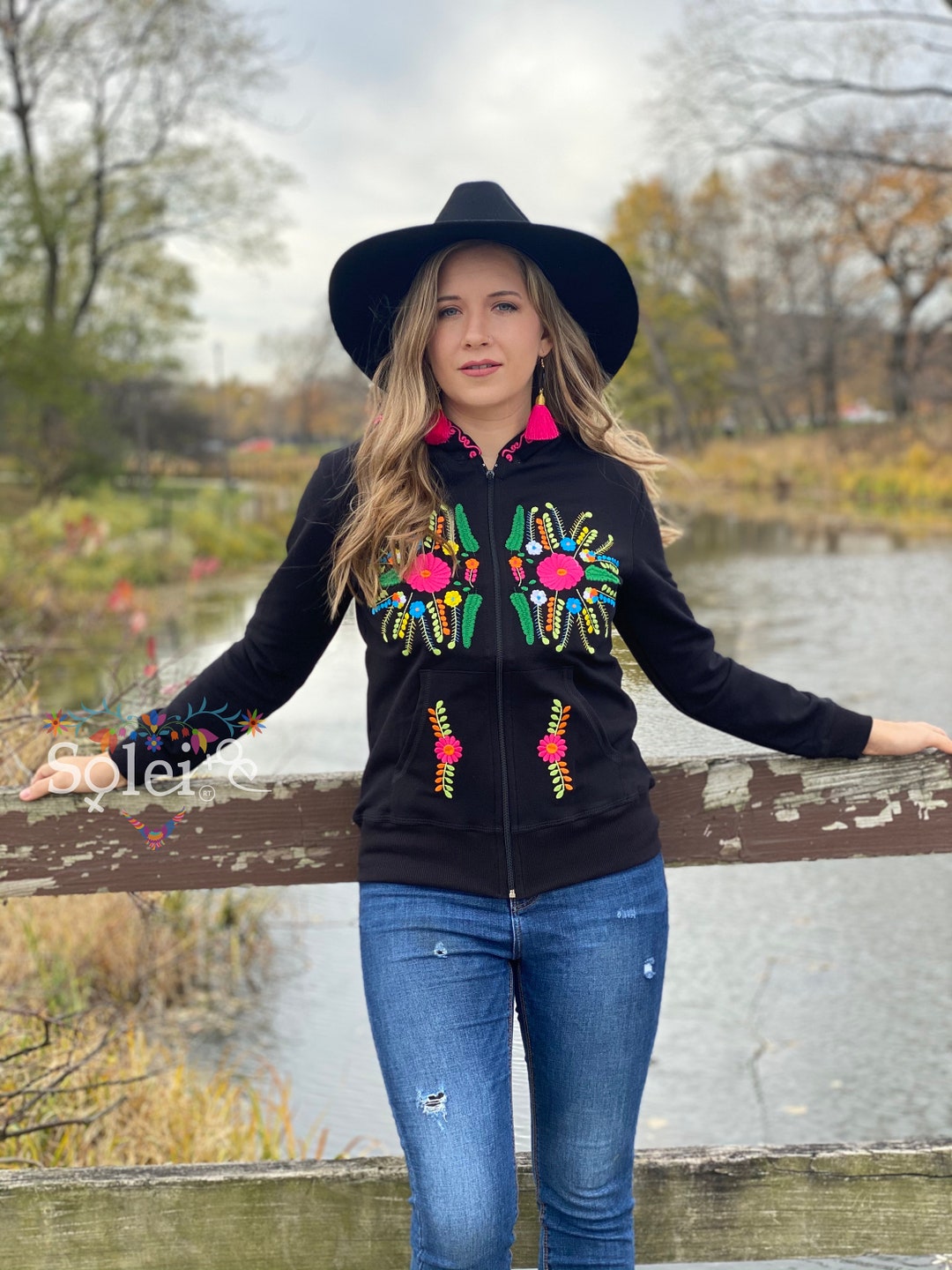 Mexican Floral Sweatshirt. Artisanal Sweatshirt Made in Mexico ...