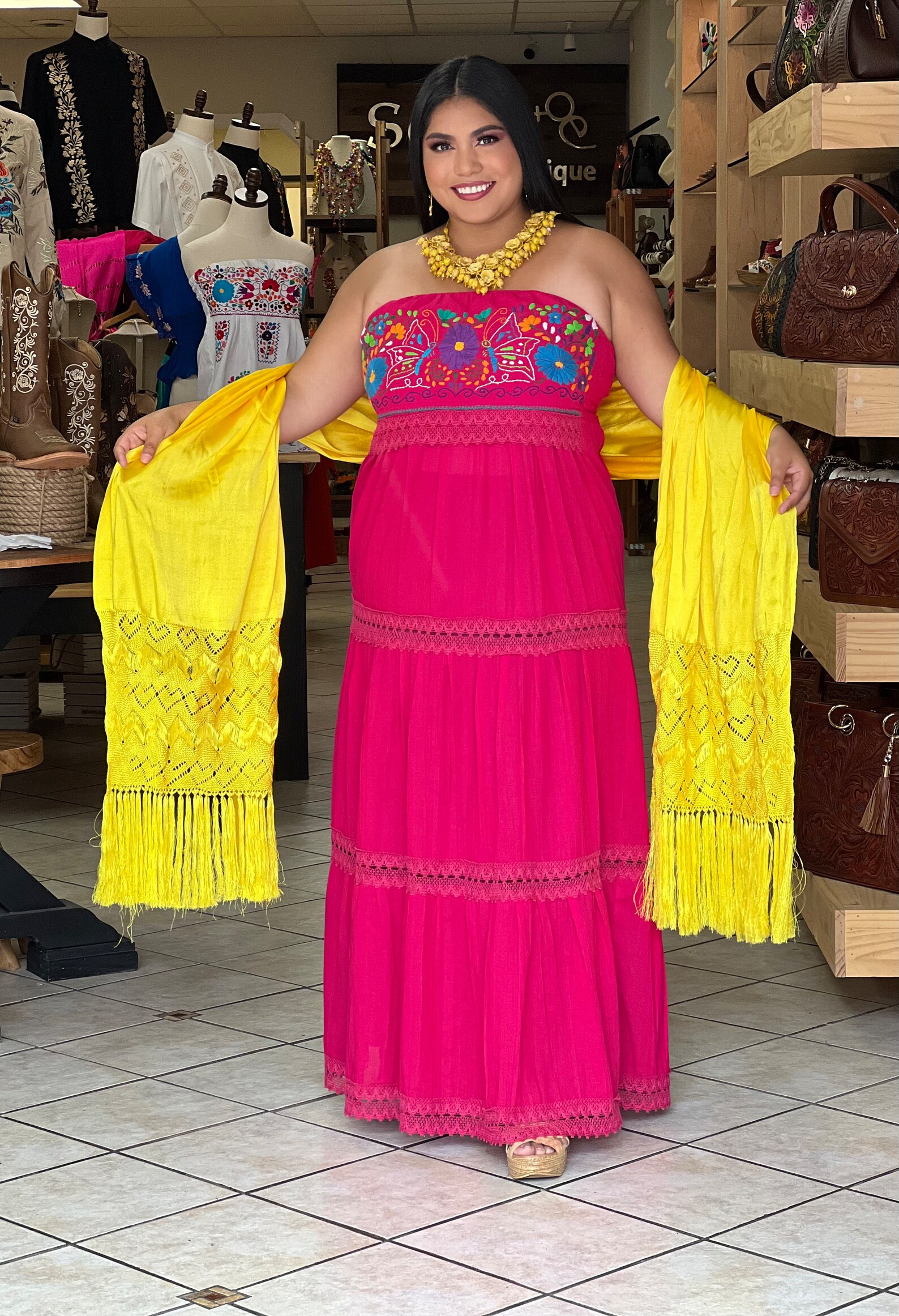 Mexican Floral Strapless Dress. Hippie-boho. Hand Embroidered - Etsy