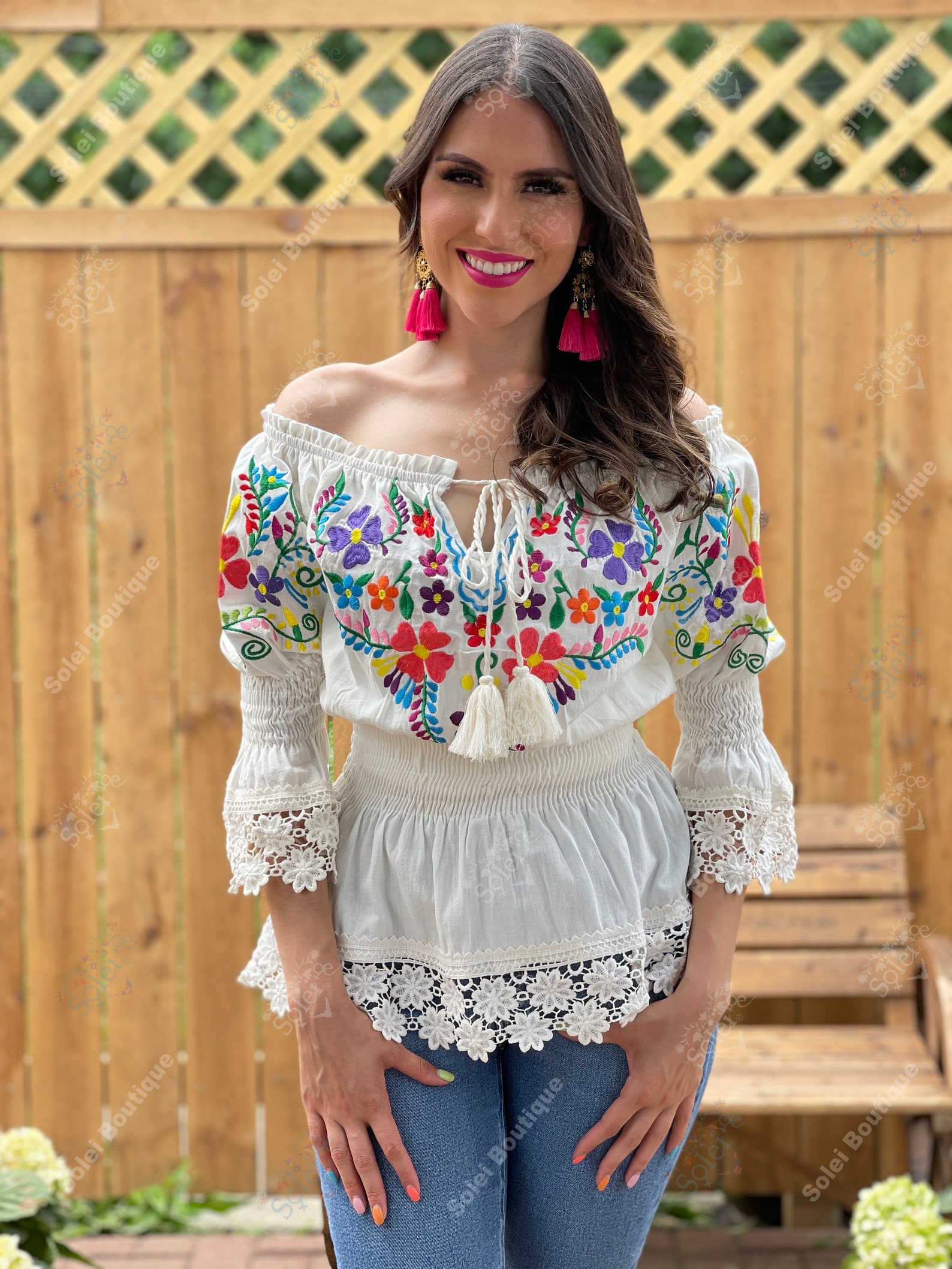 Floral Embroidered Mexican Blouse. Size S - 2X. Traditional Mexican Top ...