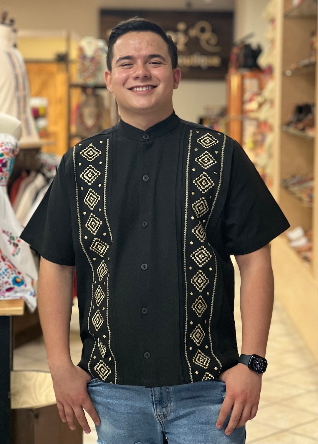 Mens Mexican Traditional Shirt. Size S-3X. Embroidered Guayabera for ...
