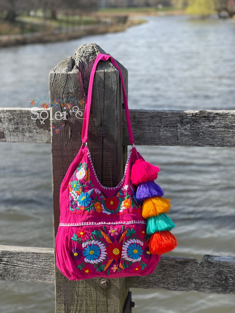 Mexican Morral Bag. Floral Embroidered Bag. Traditional Embroidered ...