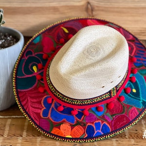 Mexican Palm Hat. Embroidered Hat. Colorful Floral Hat. - Etsy