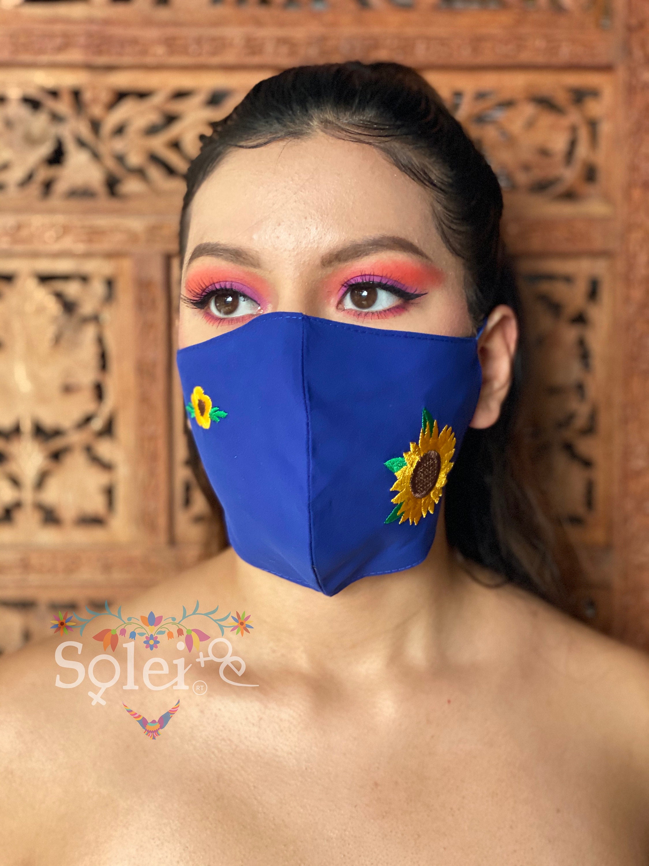 Embroidered Face Masks. Sunflower Face Mask. Reusable Face | Etsy