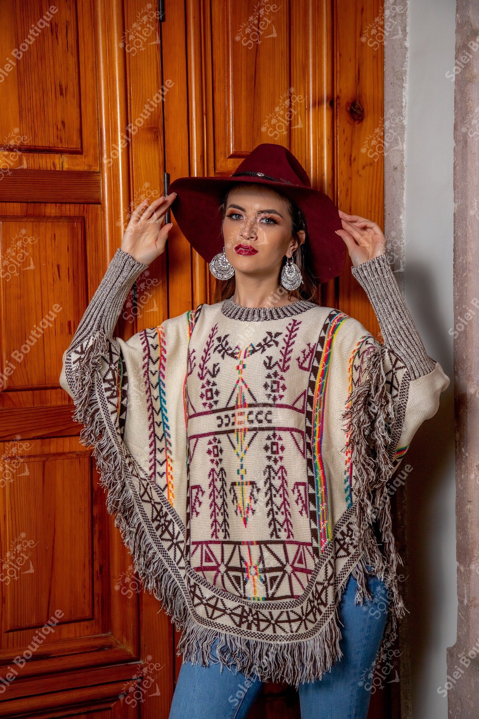 Artisanal Mexican Unisex Poncho. Mexican Poncho With Sleeves ...