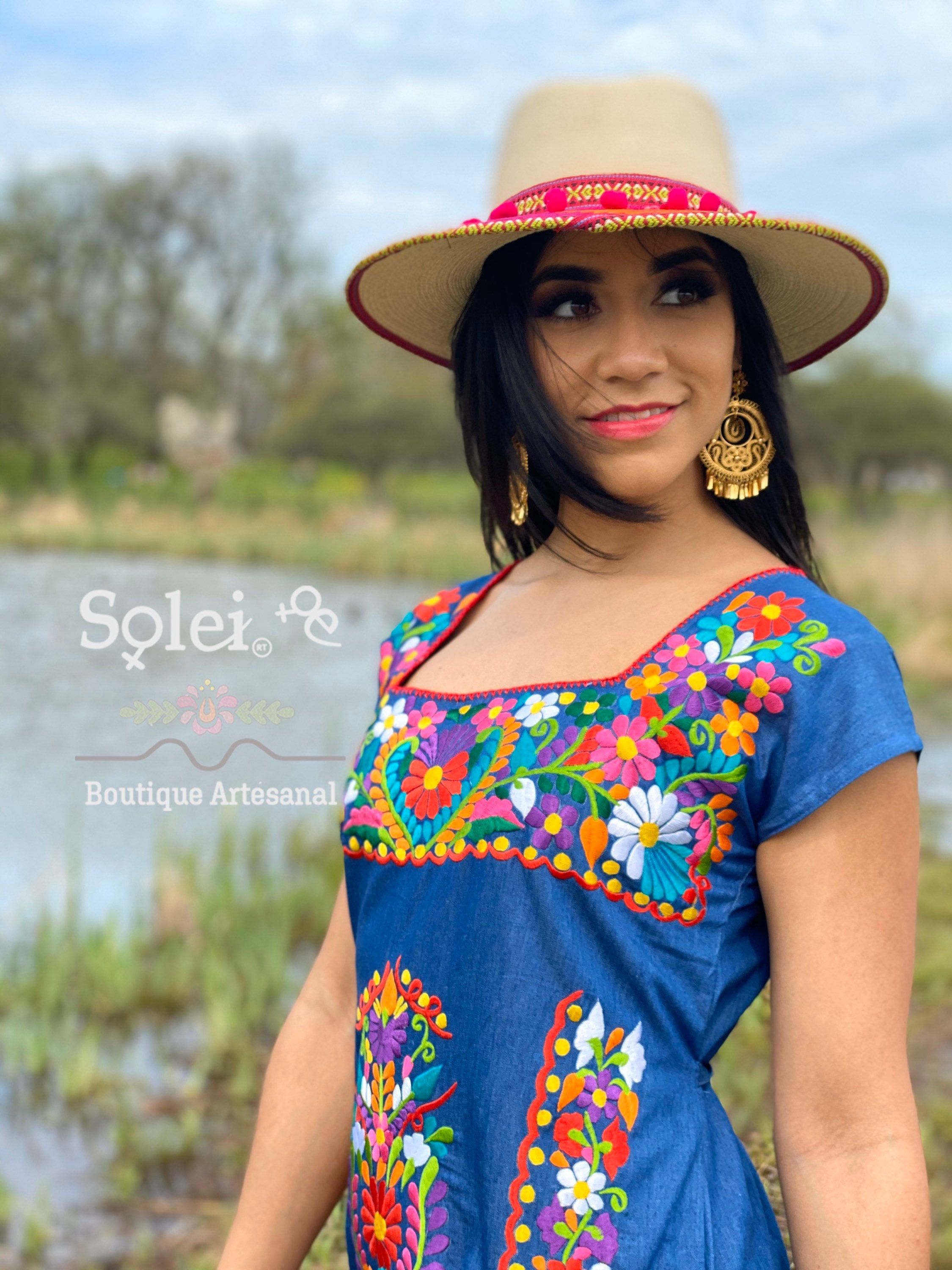 Mexican Colorful Embroidered Denim Dress. Size S 3X. - Etsy