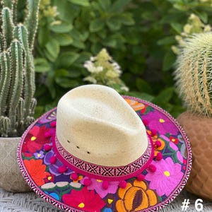 Mexican Palm Hat. Embroidered Hat. Colorful Floral Hat. Traditional ...