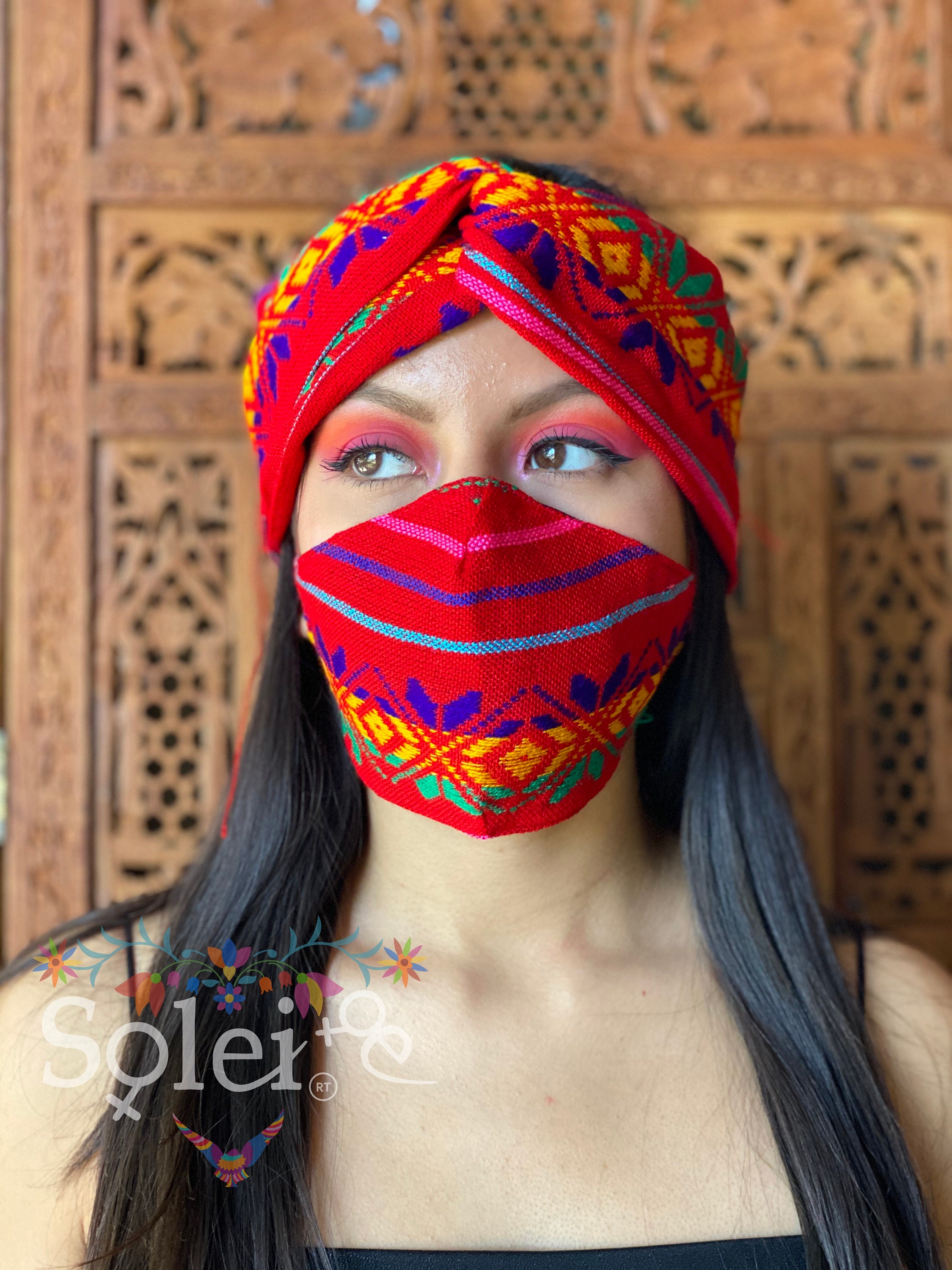 Handmade Embroidered Headband/turban and Face Mask Set. | Etsy