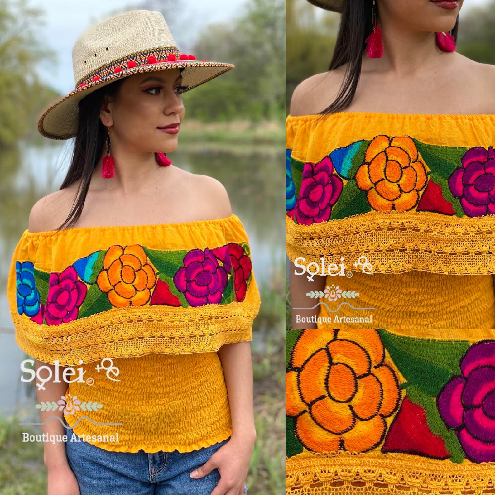 Crop Top Blouse. Mexican Floral Top. Beautiful off the - Etsy
