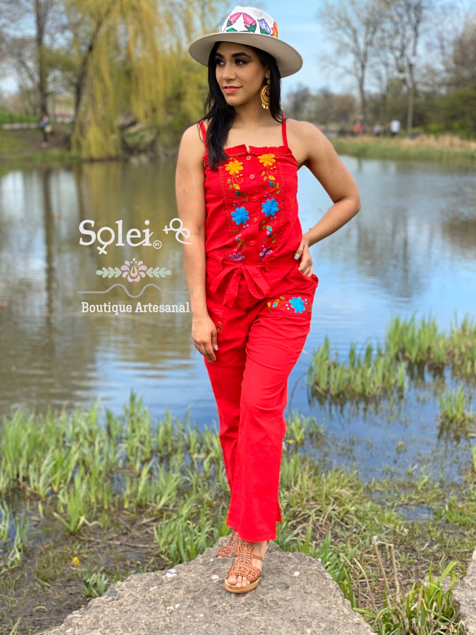 Mexican Floral Jumpsuit. Spaghetti Strap Jumpsuit. Hand - Etsy