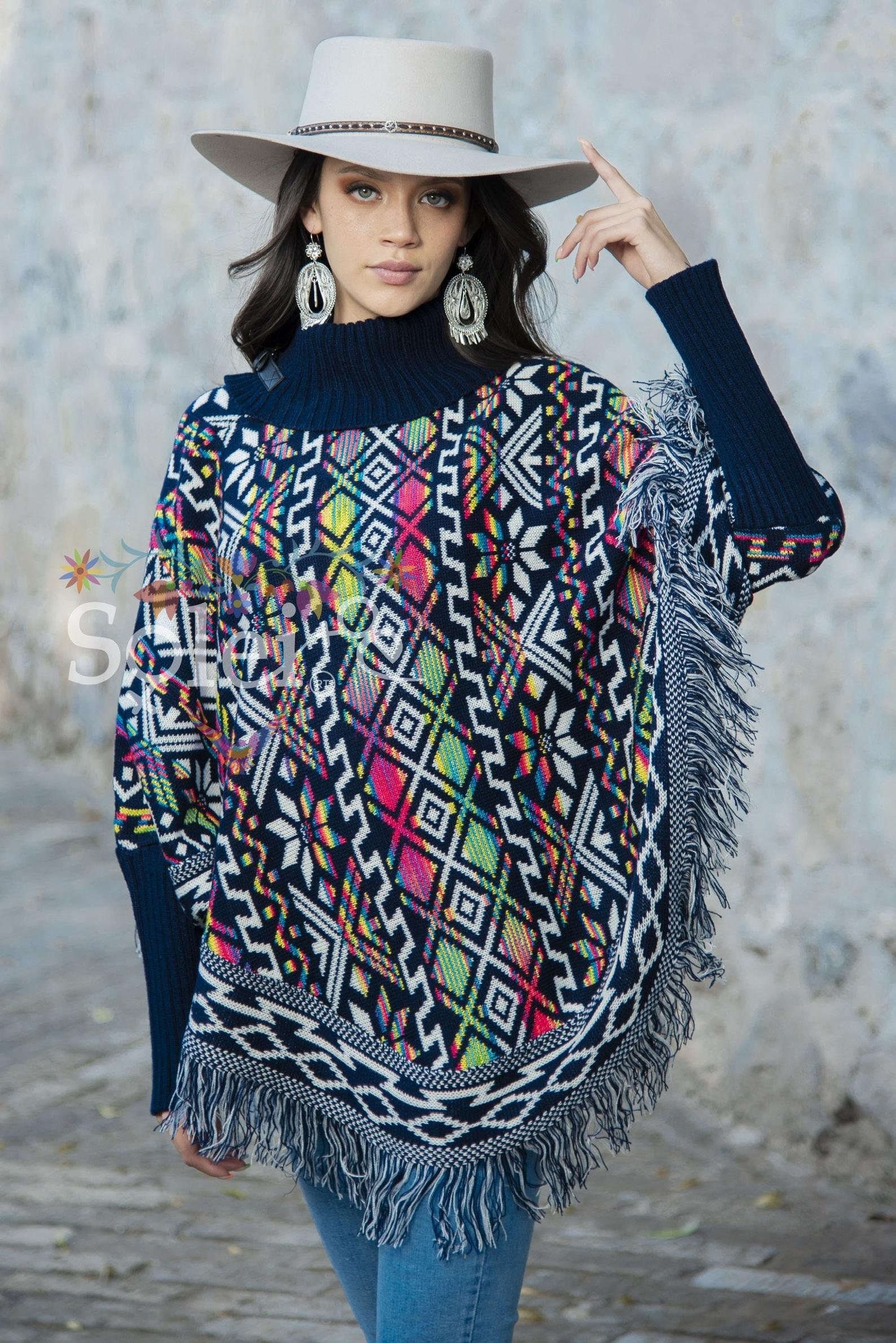 Artisanal Mexican Poncho. Mexican Poncho with Sleeves. | Etsy