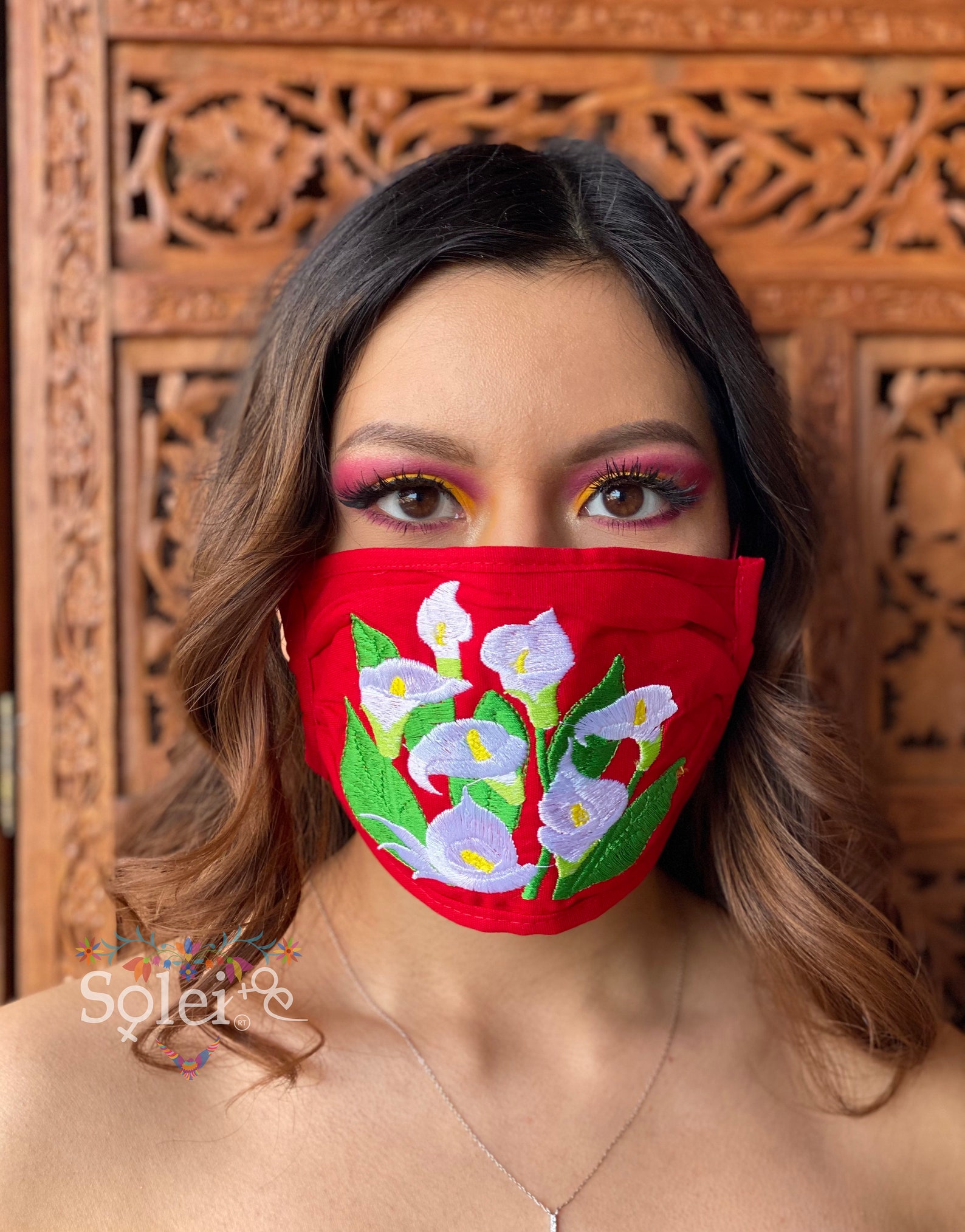 Floral Embroidered Face Masks. Beautiful Alcatraz Flower Face | Etsy