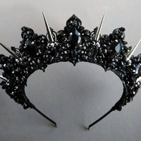 Black Halo Crown, Gothic Crown, Evil Queen Crown, Vampire Tiara, Witch ...