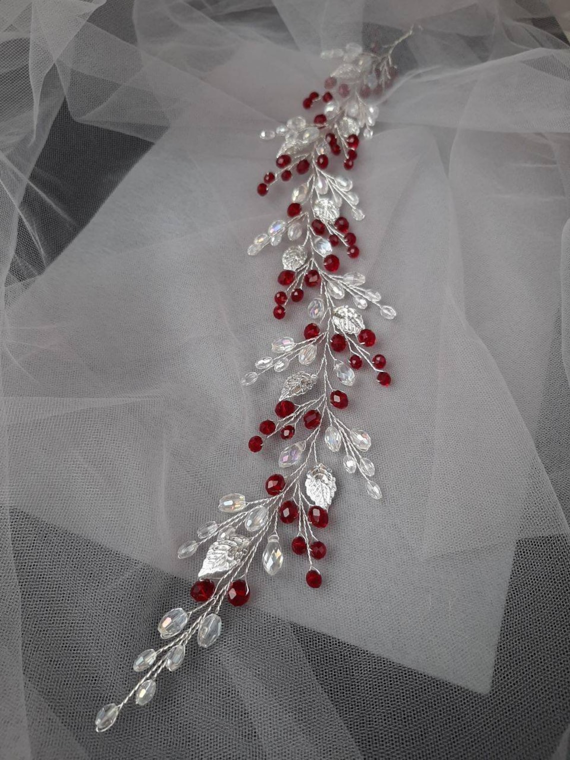 Red hair vine rose gold/Wedding hair accessories red/Wedding | Etsy