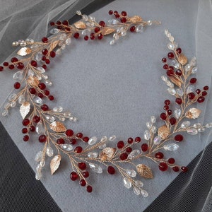 Red Hair Vine Rose Gold/wedding Hair Accessories Red/wedding Hair Piece ...