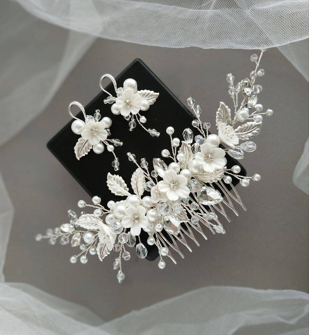 Pearl Bridal Jewelry Bridal Hair Comb Floral Hair Comb Wedding Hair ...