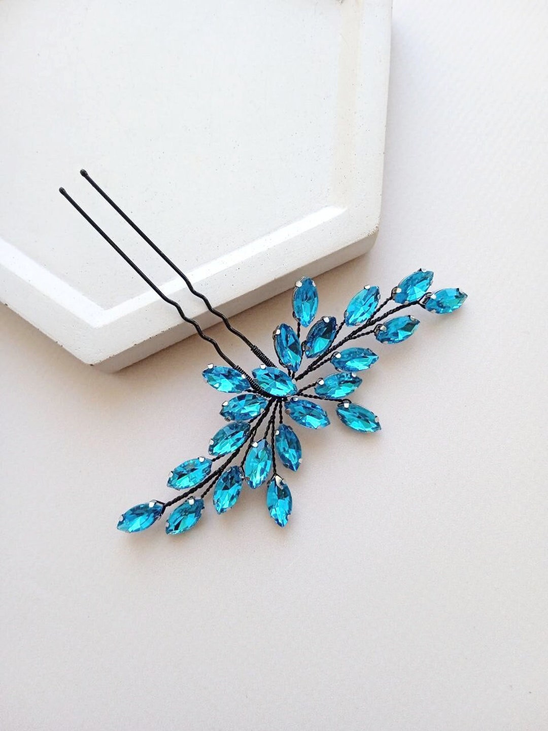 Aquamarine Hair Pin Turquoise Hair Piece Teal Hair Piece Aquamarine ...
