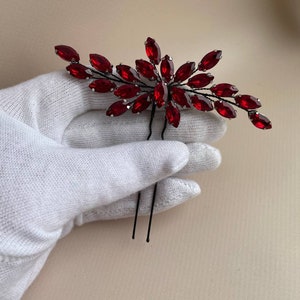 Dark Red Hair Pin Red and Black Hair Pin Black Red Hair Piece Red Black ...