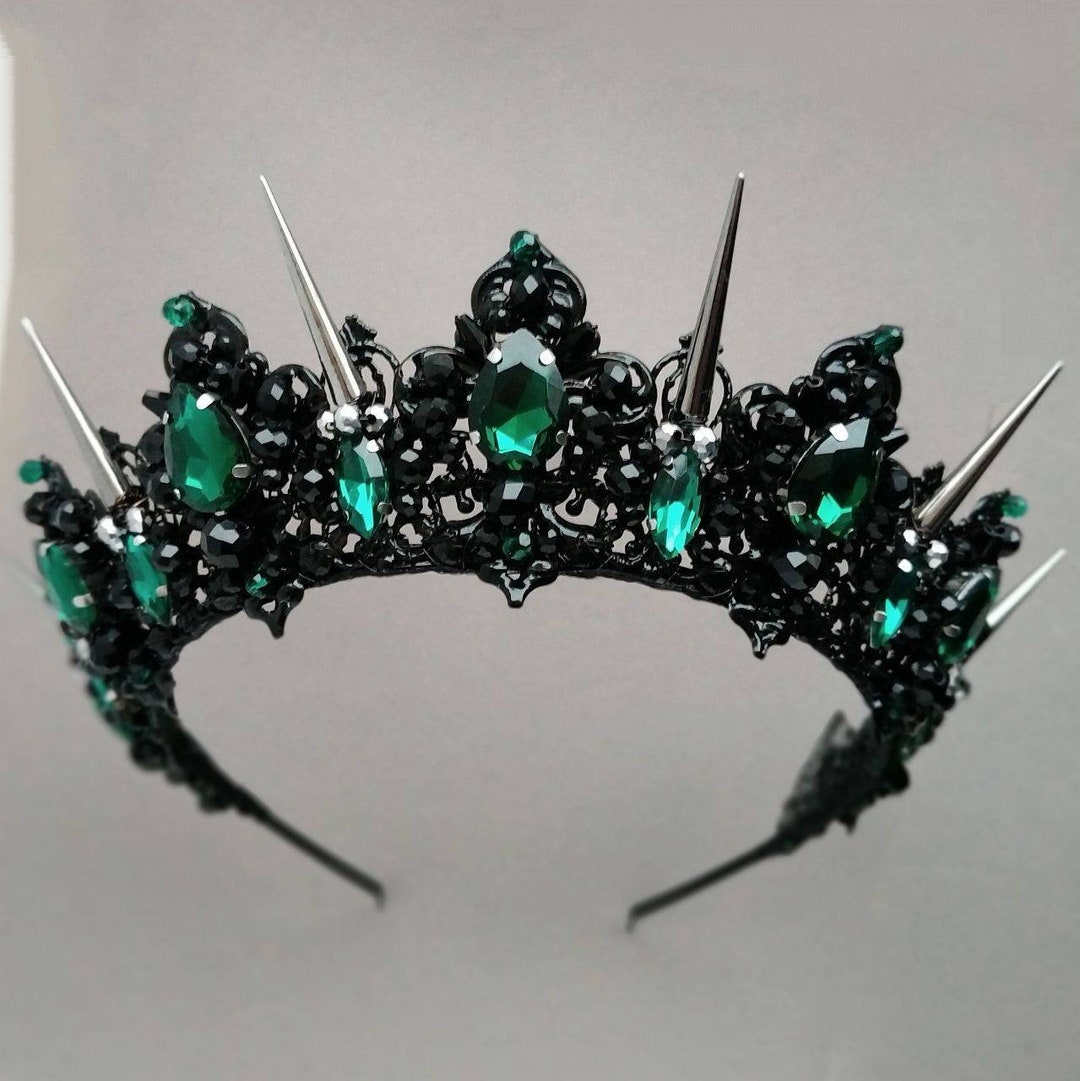 Black and Emerald Tiara Emerald Crown Emerald Green Tiara Emerald ...