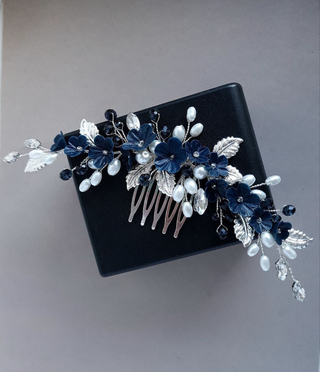 Navy Blue Hair Comb Navy Blue Jewelry Navy Hair Accessory Navy Blue ...