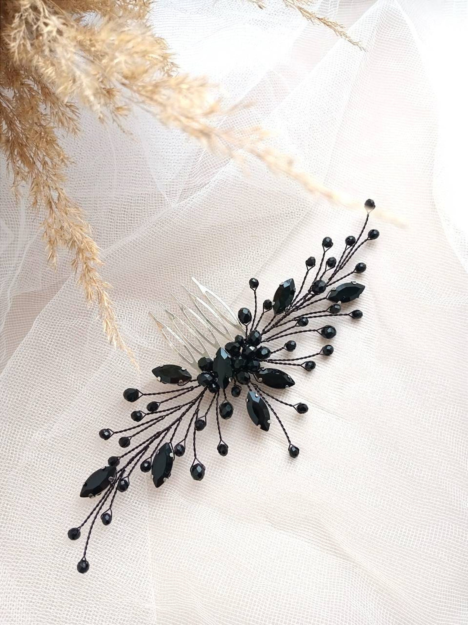 Black Hair Comb Black Head Piece Black Hair Accessories Black - Etsy
