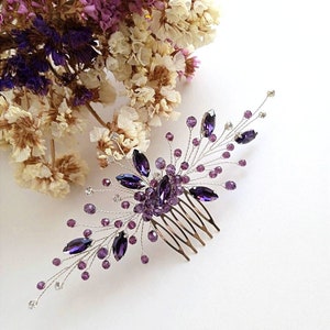 Purple Hair Comb Purple Jewelry Set Amethyst Jewelry Set Lilac Jewelry ...