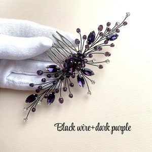 Dark Purple Hair Comb Purple Jewelry Set Amethyst Jewelry Set Purple ...