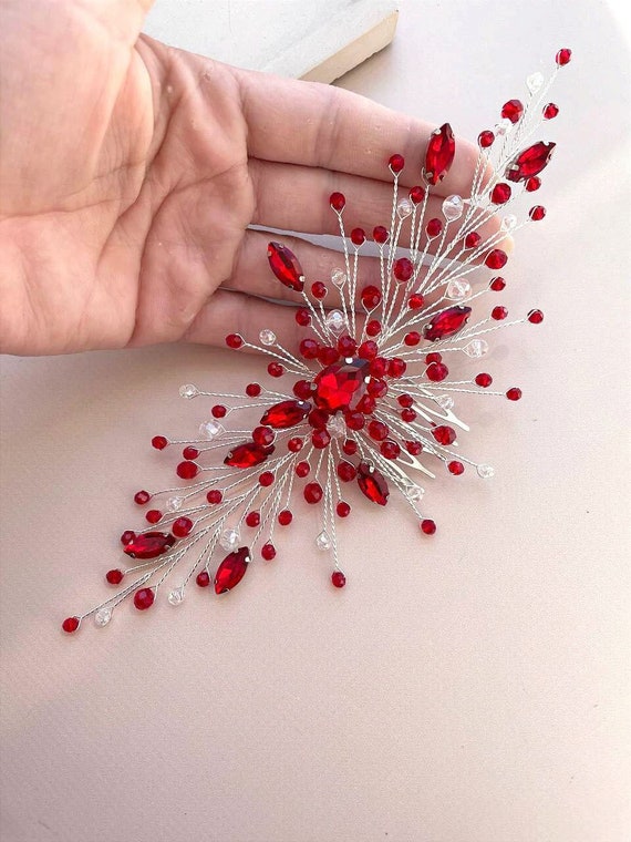 Red jeweled hair accessories store
