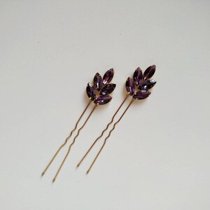 Purple Hair Pins Crystal Hair Pins Rhinestone Hair Pins Purple Jewelry ...