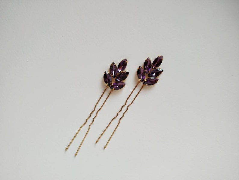 Purple Hair Pins Crystal Hair Pins Rhinestone Hair Pins Small | Etsy