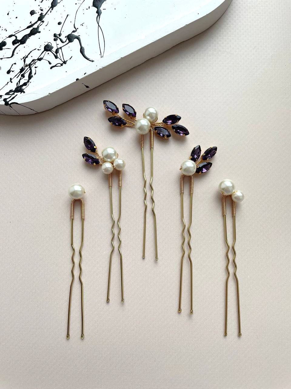 Purple Hair Pin Pale Purple Hair Pin Pearl Hair Pins Amethyst Hair Comb ...