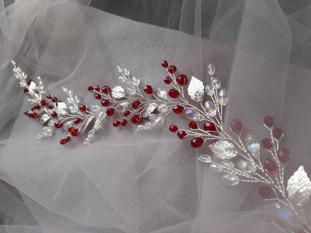 Red Hair Vine Rose Gold/wedding Hair Accessories Red/wedding Hair Piece ...