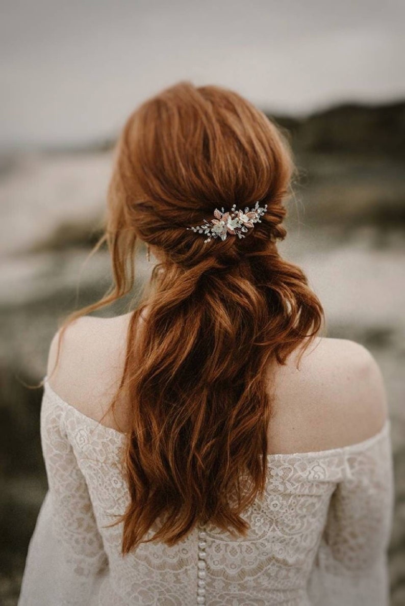 Rose Gold Floral Bridal Hair Comb | Wedding Hair Accessory | Crystal ...