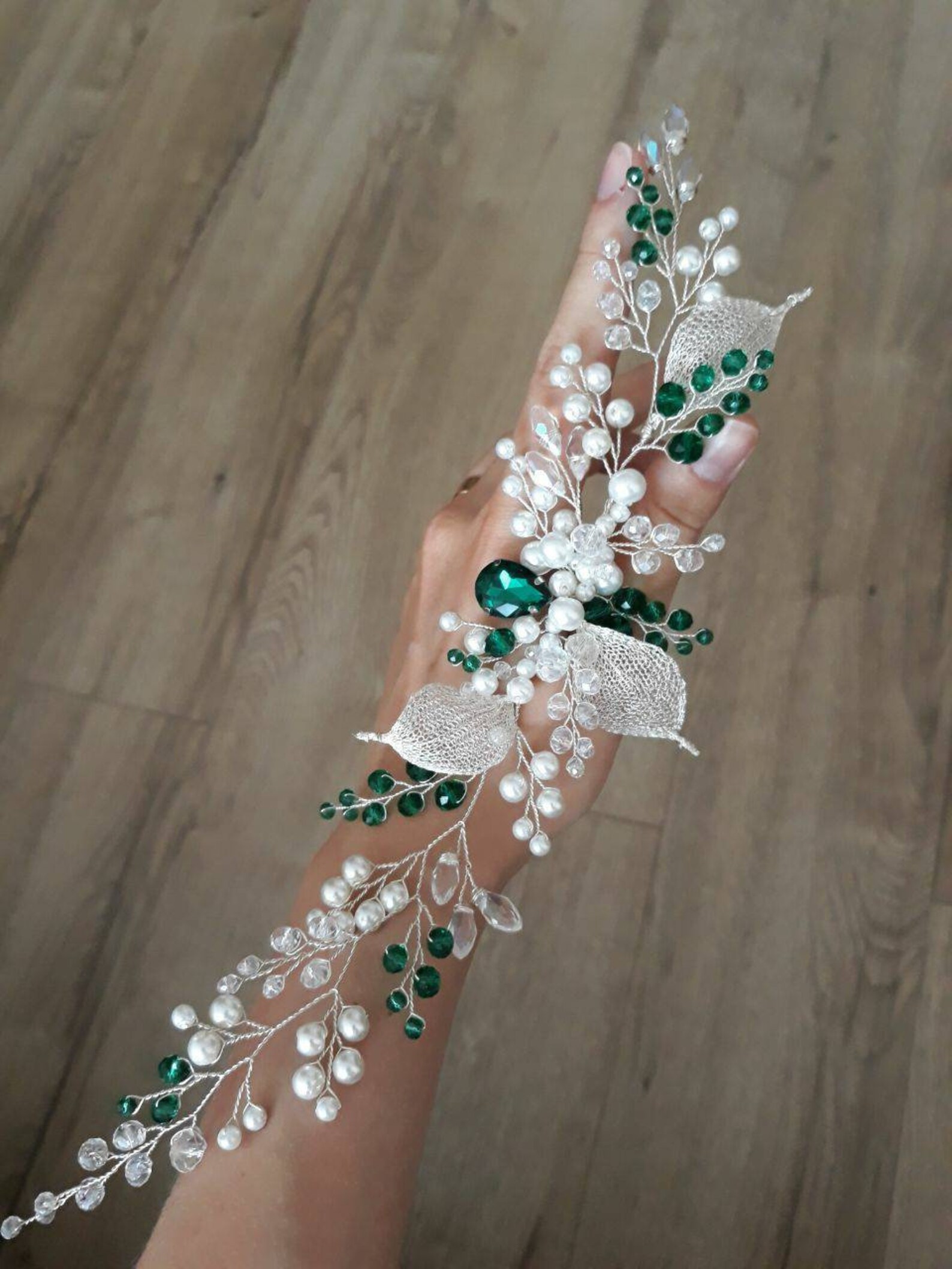 Emerald headpiece Emerald tiara Emerald hair comb Wedding hair | Etsy