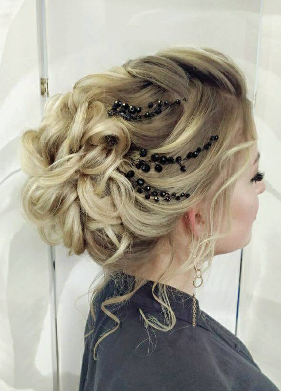 Black hair pin Crystal hair pins Black bobby pins Black head | Etsy