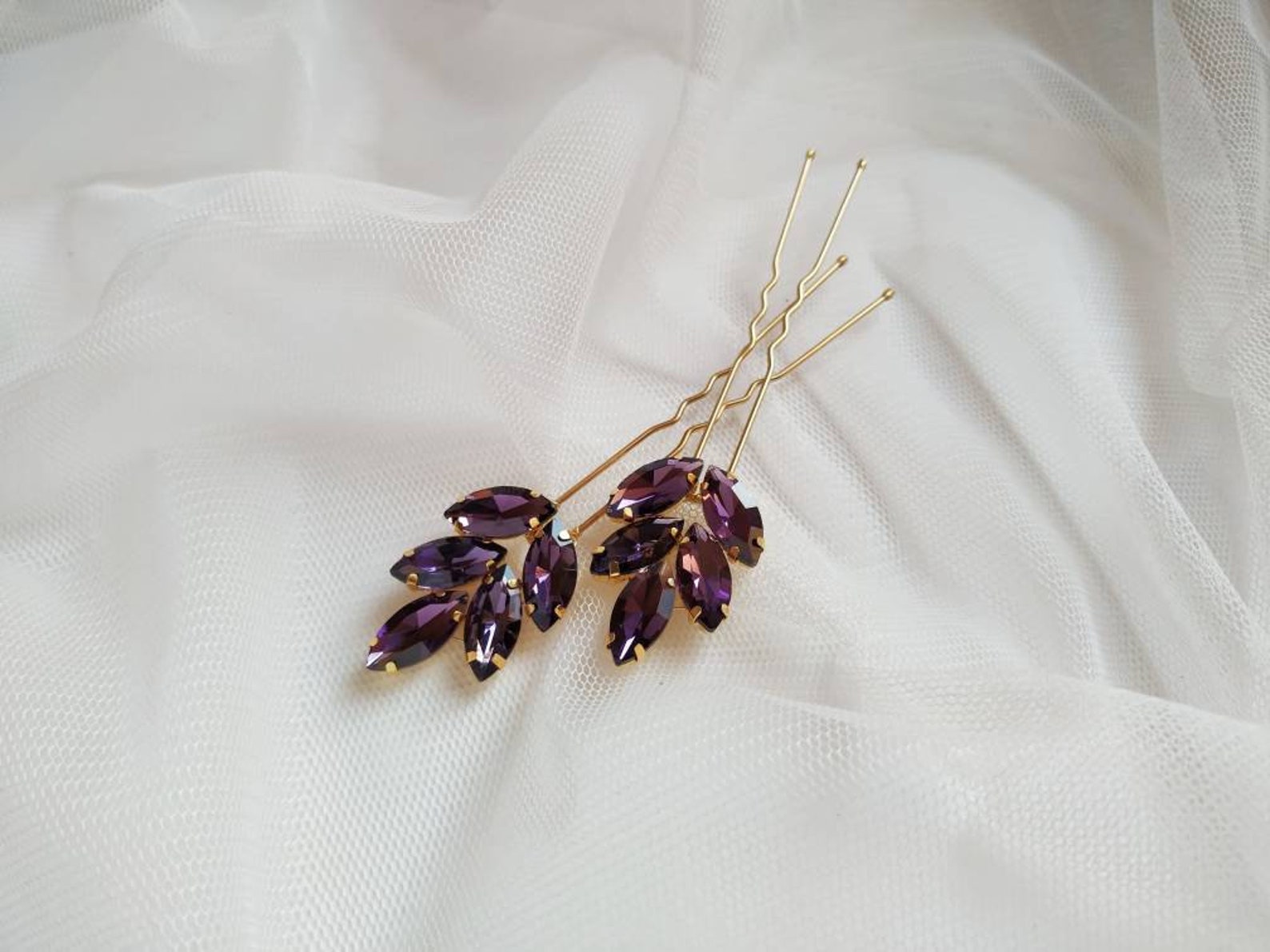Purple Hair Pins Crystal Hair Pins Rhinestone Hair Pins Small - Etsy