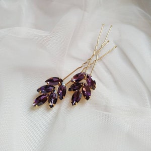 Purple Hair Pins Crystal Hair Pins Rhinestone Hair Pins Purple Jewelry ...