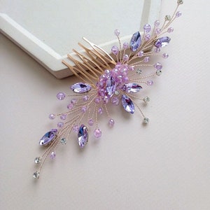 Purple Hair Comb Purple Jewelry Set Amethyst Jewelry Set Lilac Jewelry ...