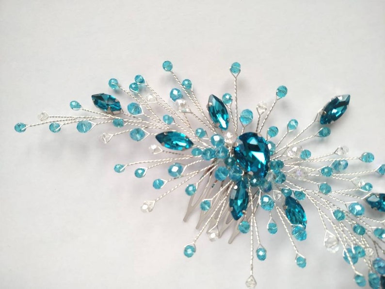 Turquoise Hair Comb Aquamarine Hair Comb Crystal Hair Comb - Etsy