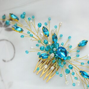 Turquoise Hair Comb Aquamarine Hair Comb Crystal Hair Comb - Etsy