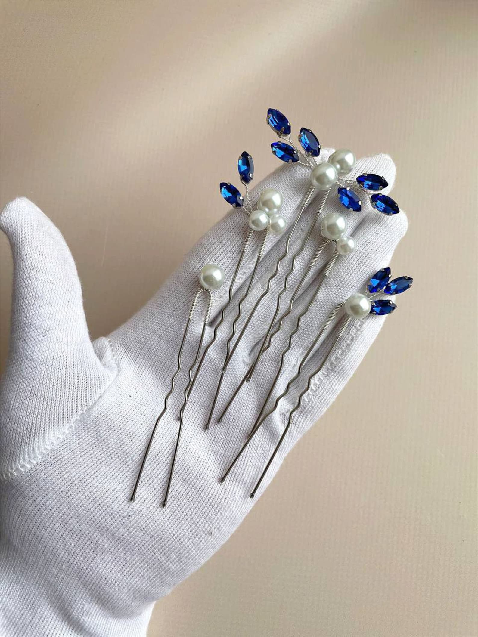 Blue Hair Pin Wedding Hair Pins Something Blue Hair Accessories Pearl ...