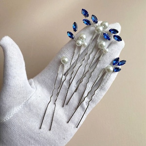 Blue Hair Pin Wedding Hair Pins Something Blue Hair Accessories Pearl ...
