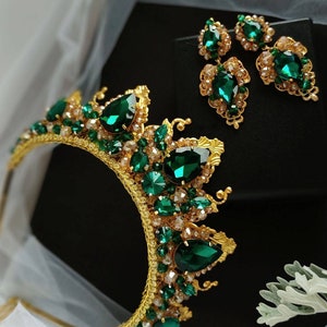 Gold Emerald Crown Emerald Green Crown Green Tiara Emerald Tiara ...