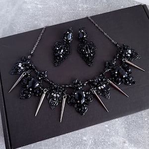 Black Spike Necklace ANY COLOR Black and Red Necklace Gothic Necklace ...