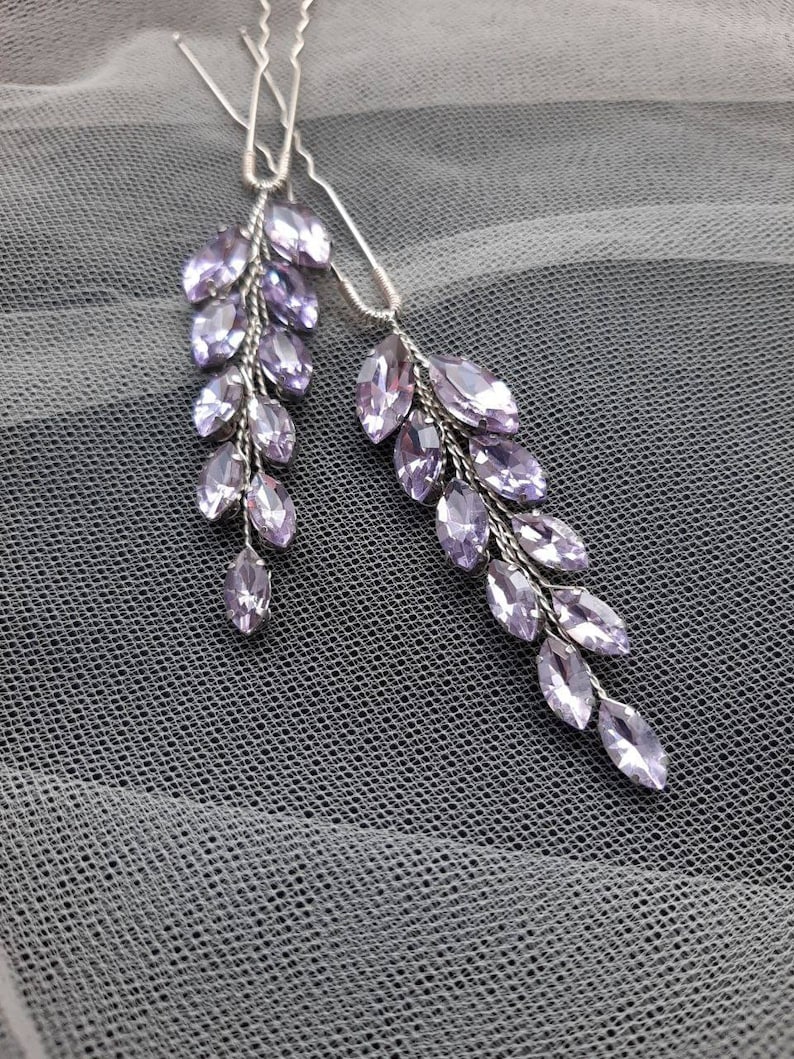 Purple Crystal Bridal Hair Pin | Lilac Wedding Accessory - Etsy