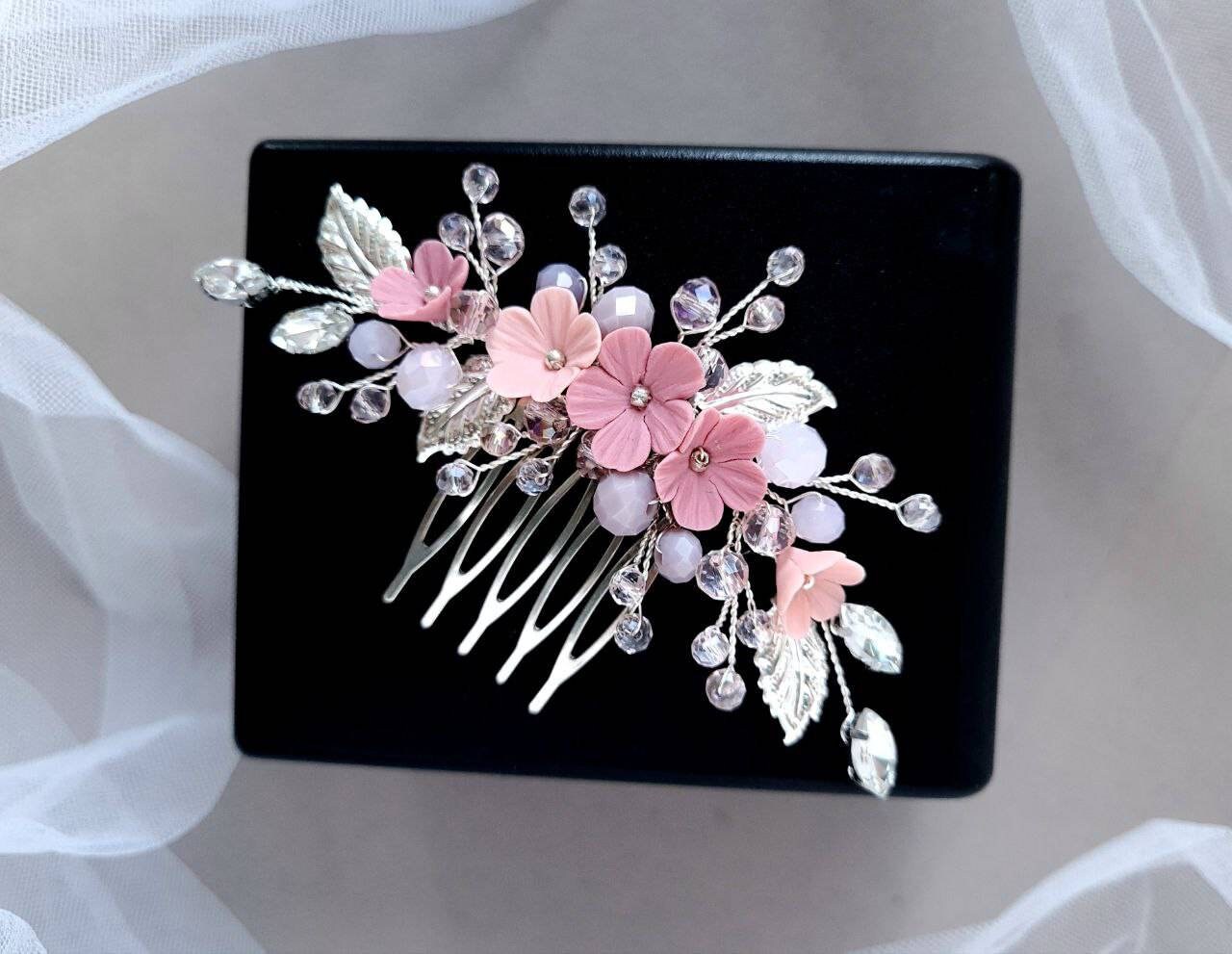 Delicate Pink Floral Hair Comb Light Pink Hair Comb Gift - Etsy