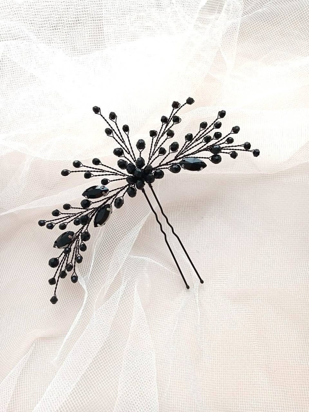 Black Hair Pin Black Hair Piece Prom Accessories Black Hair Accessories ...